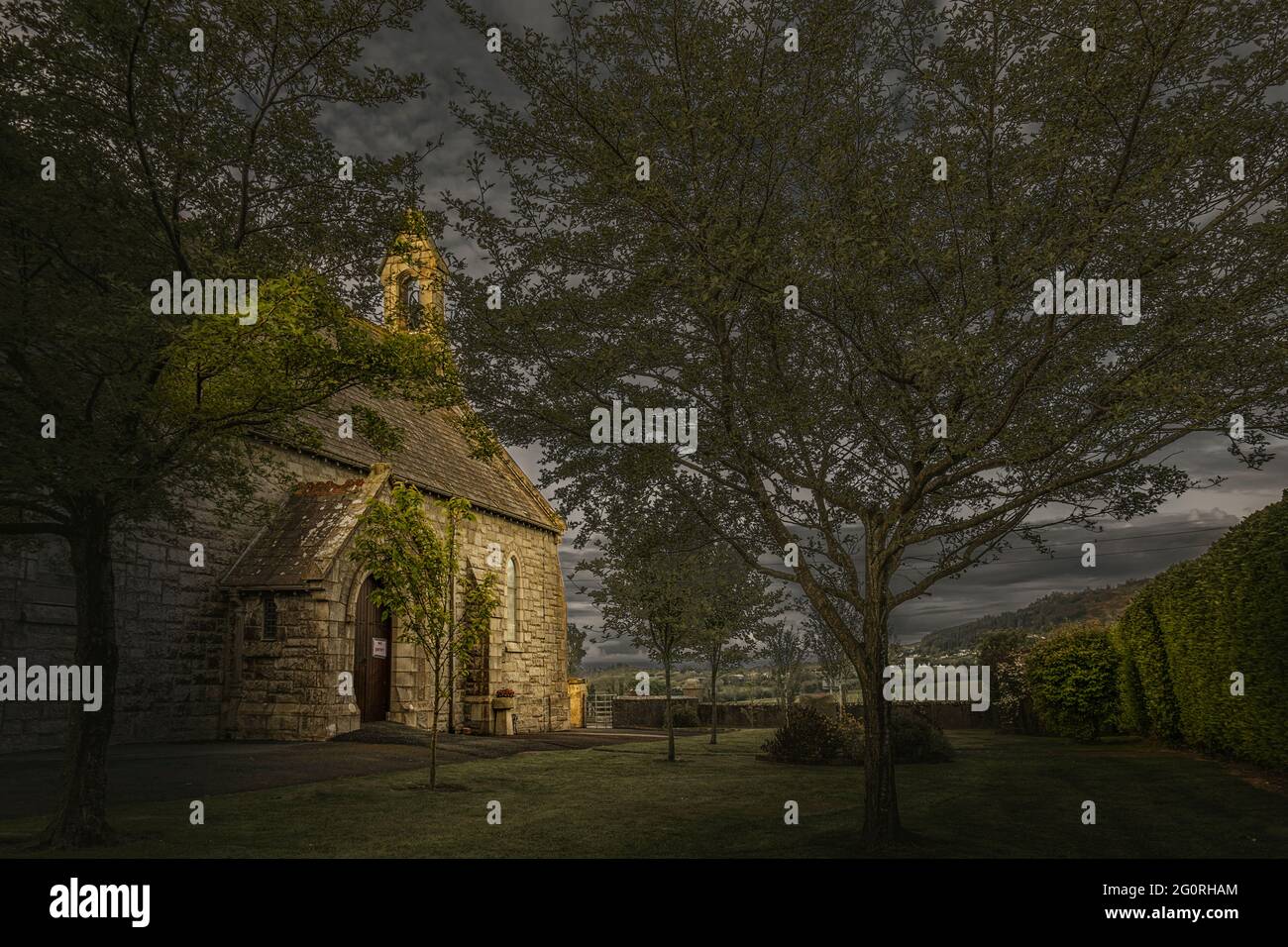 Irish Church and the old cemetery. Saint Patricks Church in Castletown ...