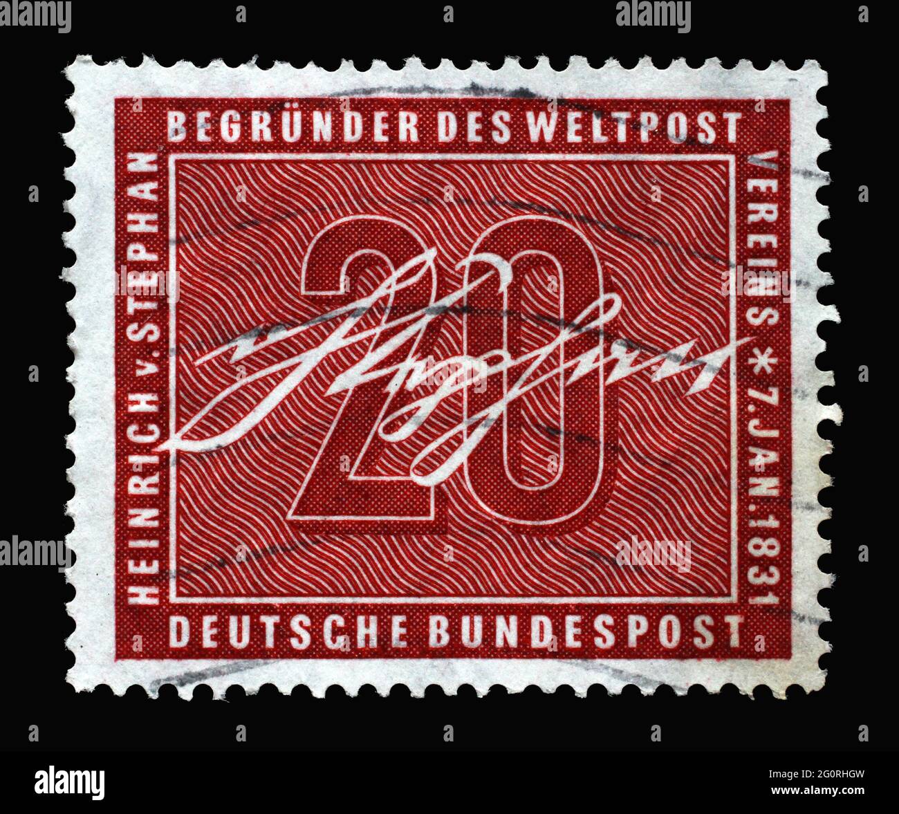 Stamp printed in Germany, shows signature of Ernst Heinrich Wilhelm von ...
