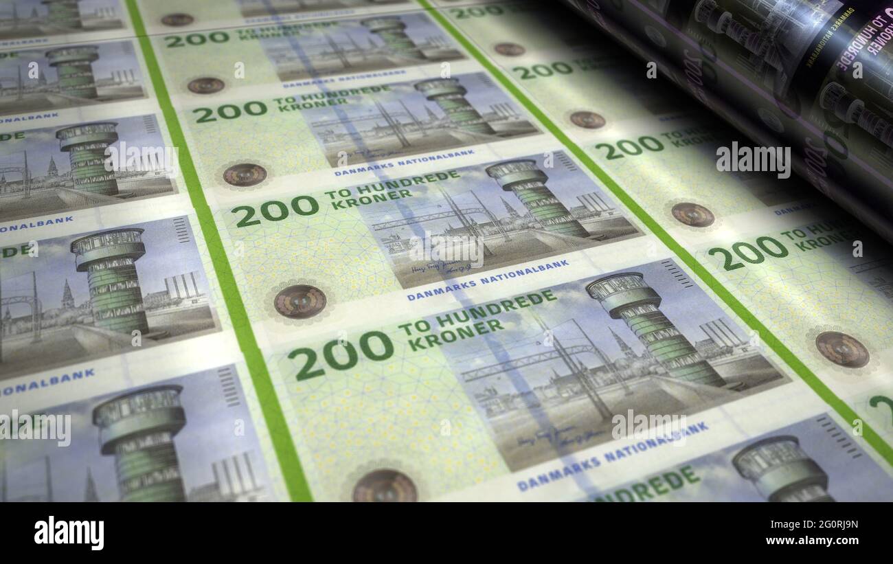 Danish krona money pack 3d illustration. DKK banknote bundle stacks ...