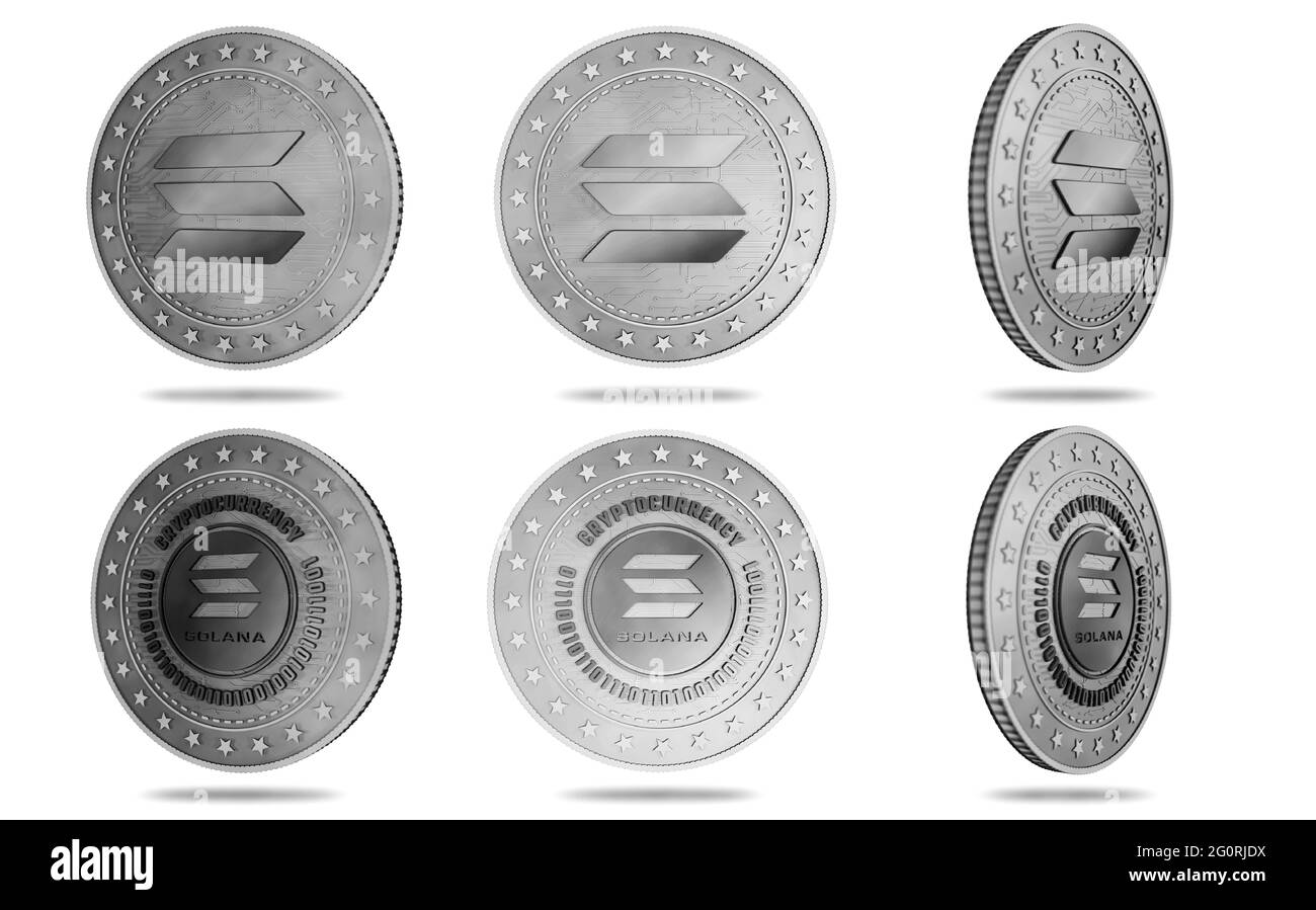 Solana altcoin cryptocurrency symbol isolated gold coin on green screen ... Solana altcoin cryptocurrency symbol isolated gold coin on green screen ...