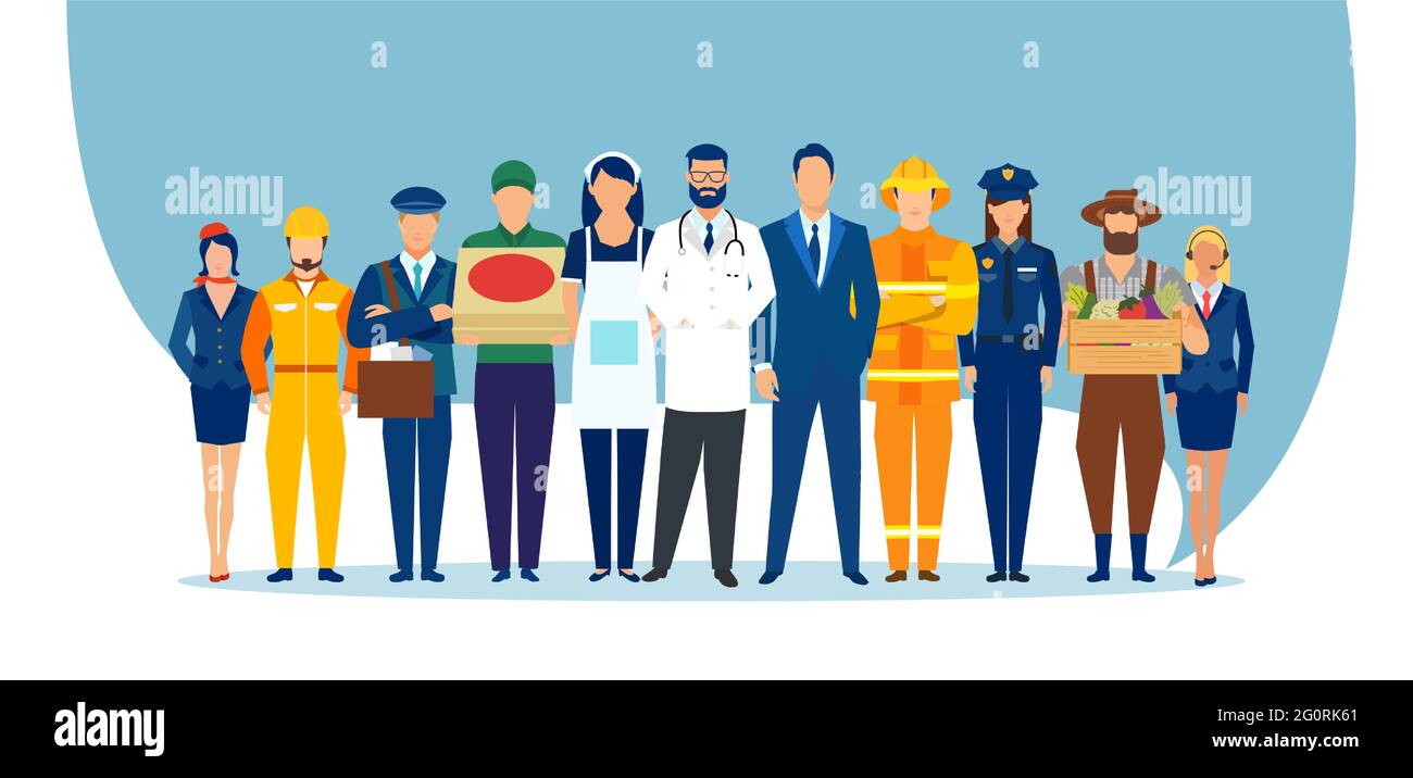 Vector of a diverse group of people of different professions Stock ...