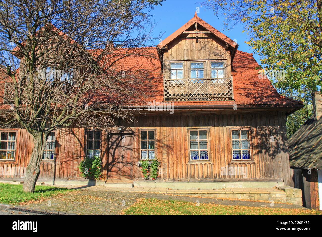 Historic city centre of Lanckorona, polish resort. Wooden huts ...