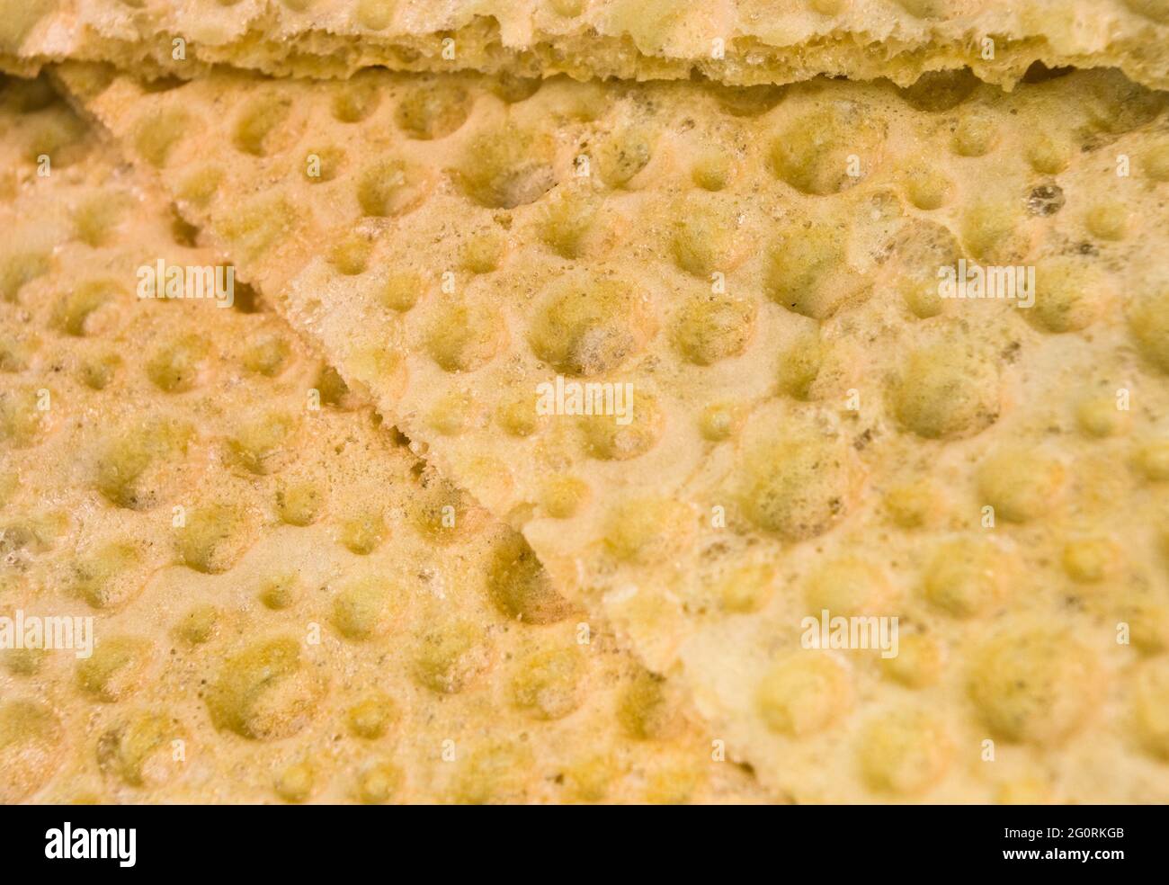 diabetic diet crunches - crispy waffle bread from wheat, texture close ...