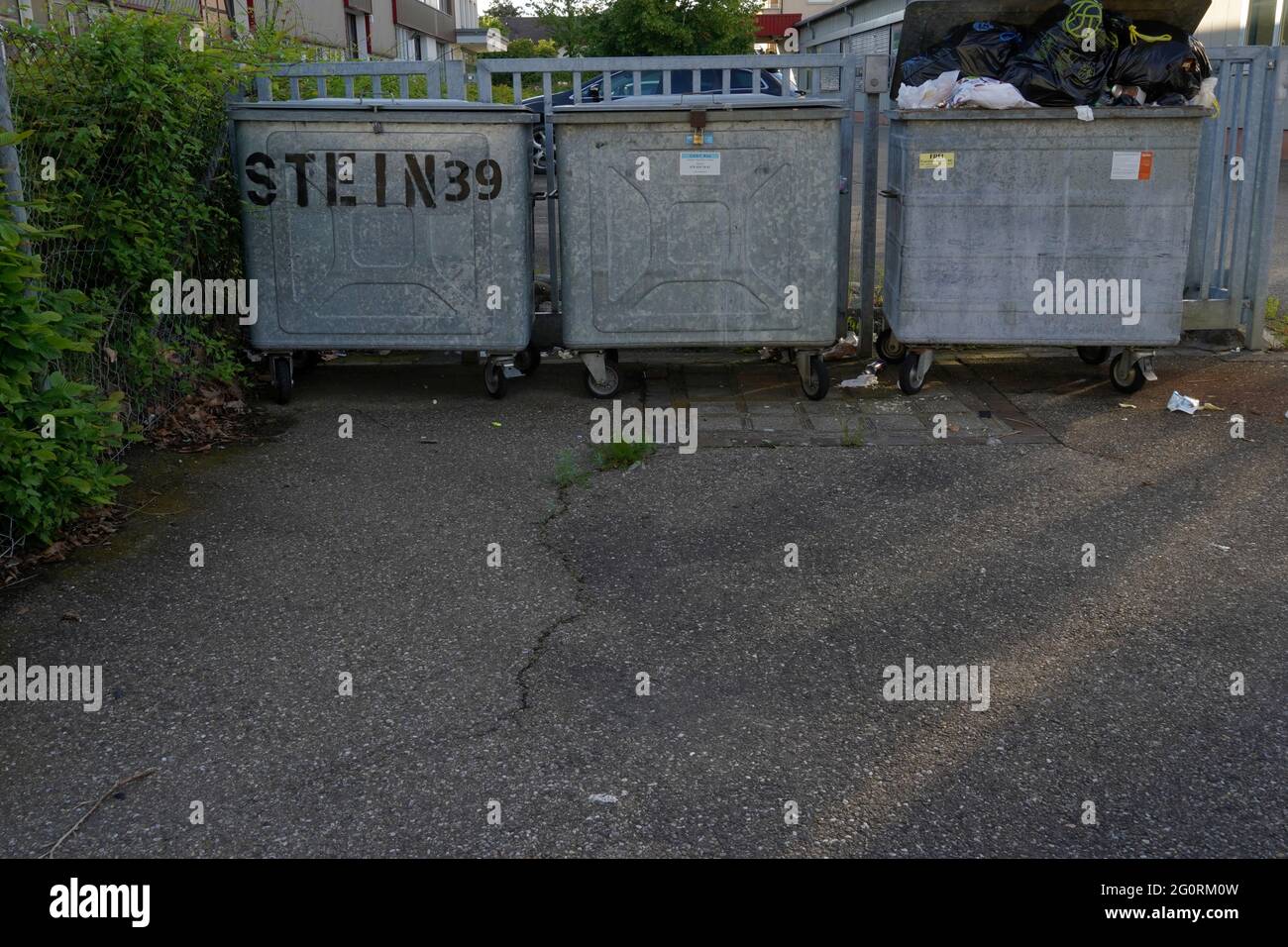 Large scale metal garbage containers in industrial zone in Urdorf ...