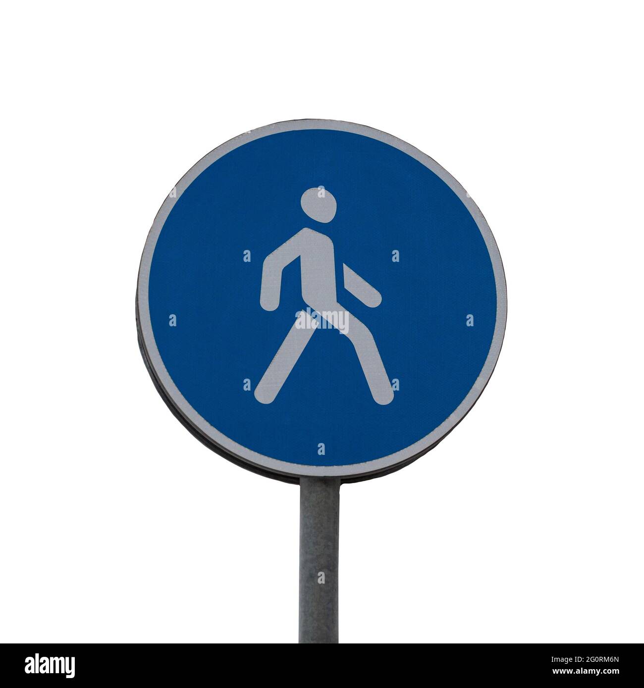 Blue road sign pedestrian path, isolated on a white background.This ...