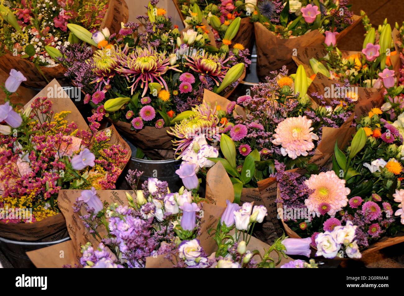 Copenhagen, Denmark. 03 June 2021, Flower bouqueuts ons ale on flowers ...