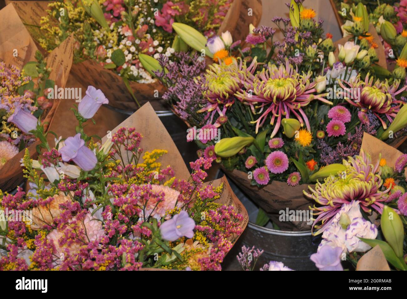 Copenhagen, Denmark. 03 June 2021, Flower bouqueuts ons ale on flowers ...