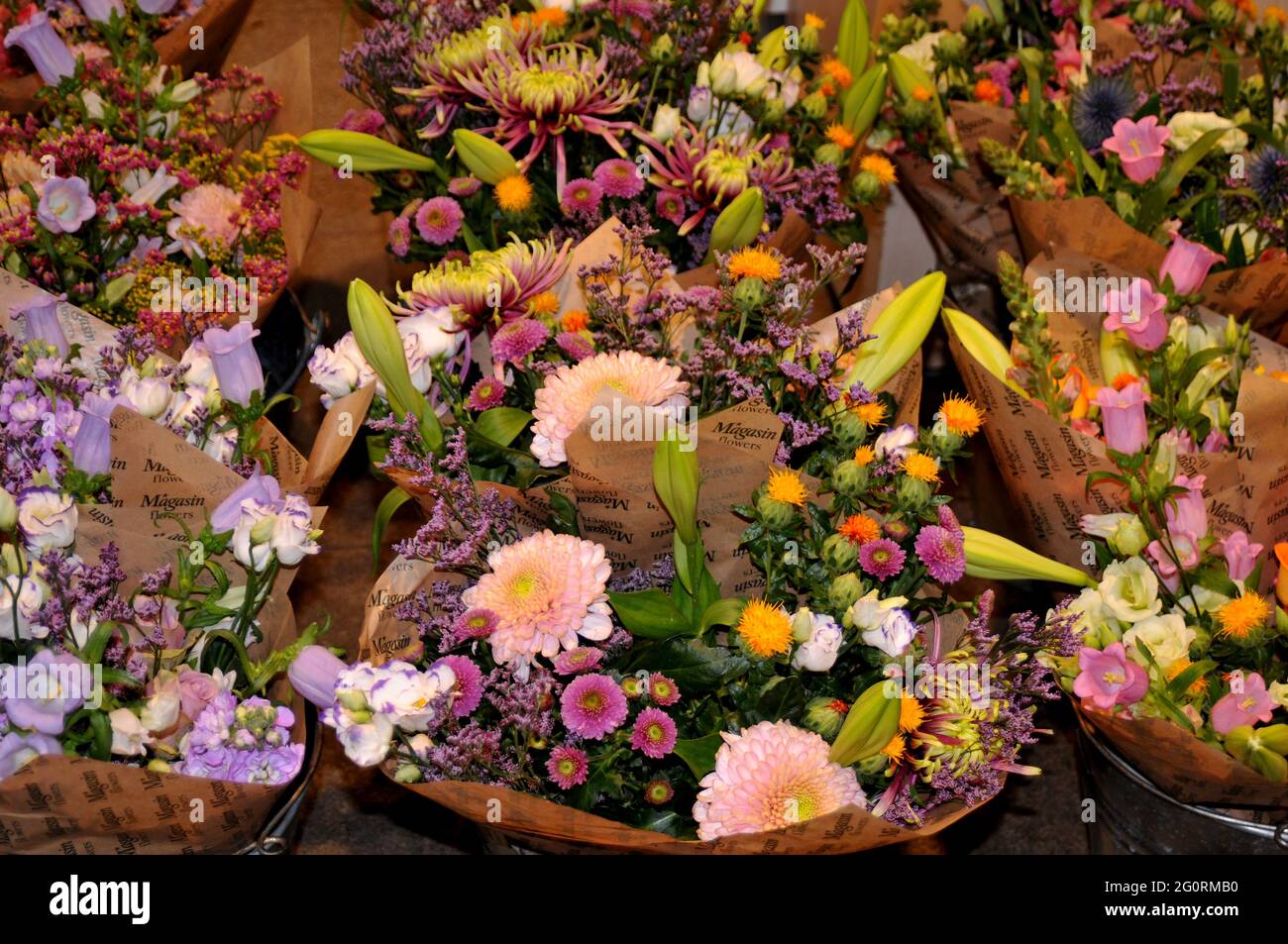 Copenhagen, Denmark. 03 June 2021, Flower bouqueuts ons ale on flowers ...