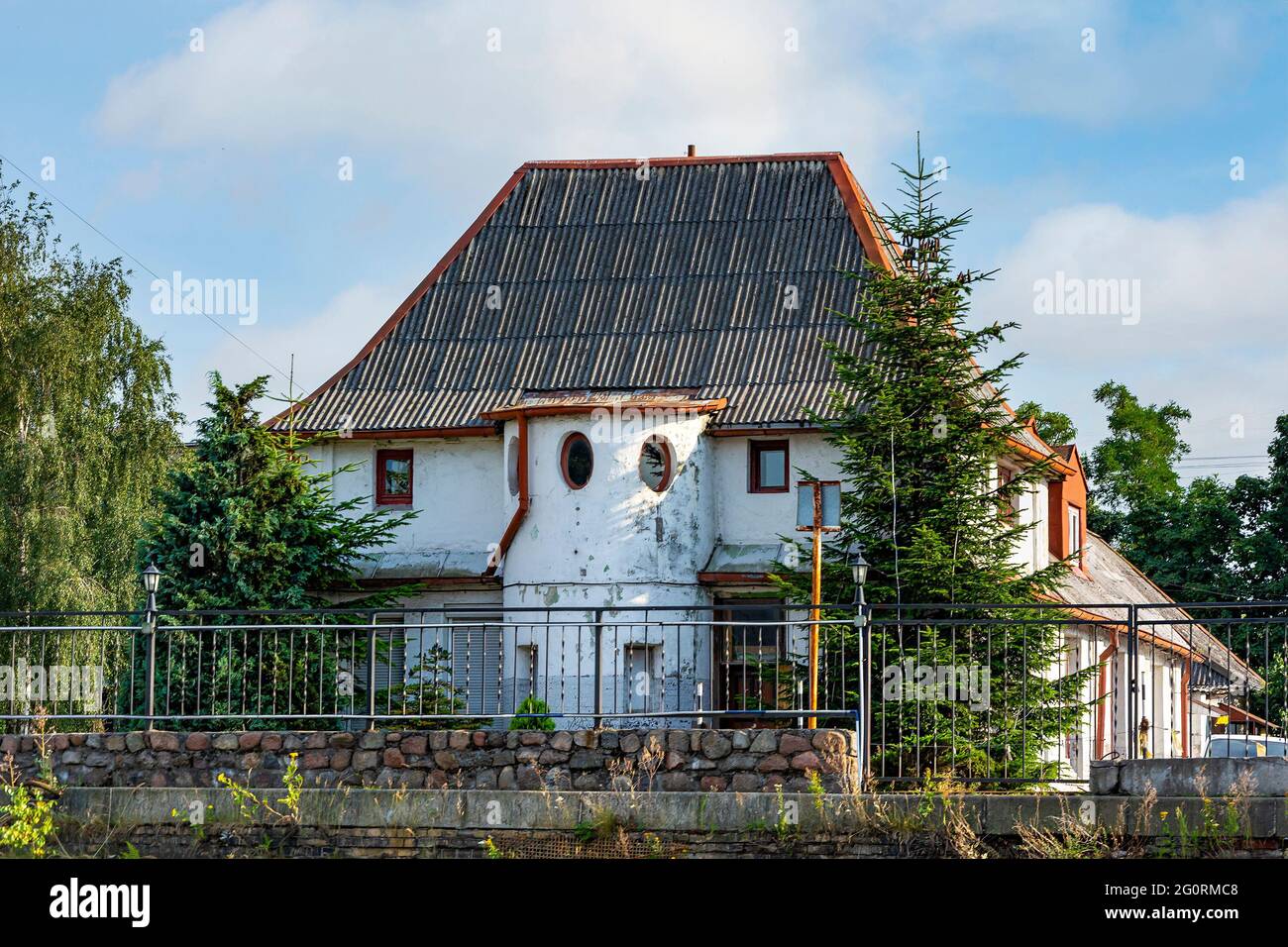 Kaliningrad, an old house on the territory of a commercial sea port ...