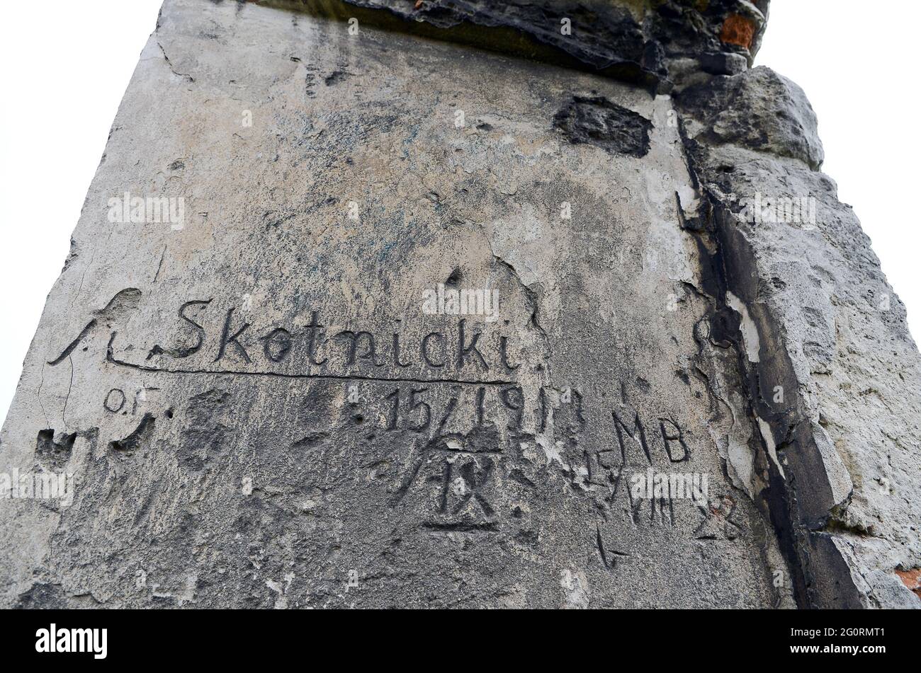 CHORTKIV, UKRAINE - MAY 28, 2021 - Inscriptions are carved in stone at ...