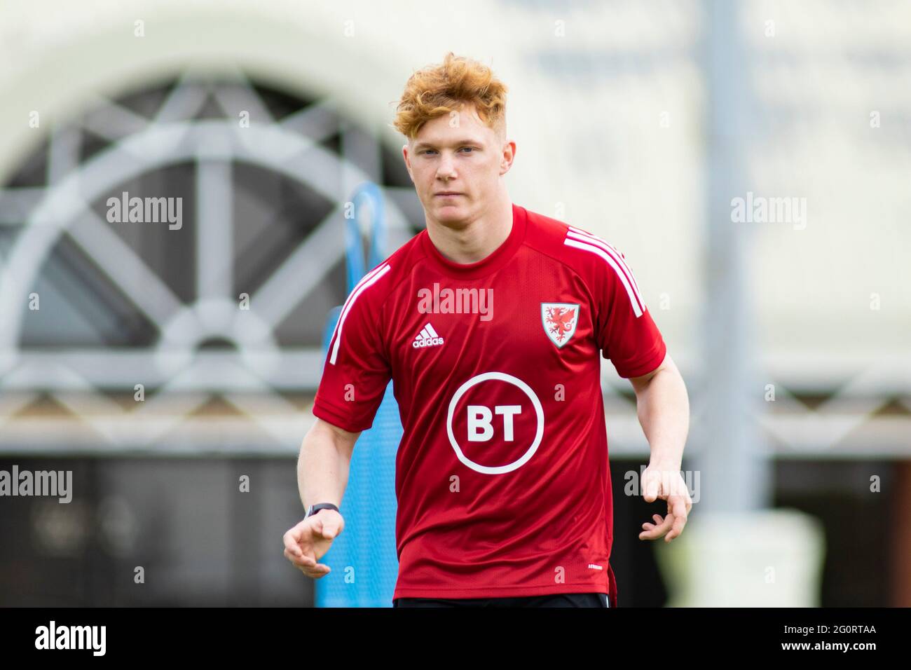 Llanelli, UK. 3rd June, 2021. Sam Pearson of Wales u21 during training ...