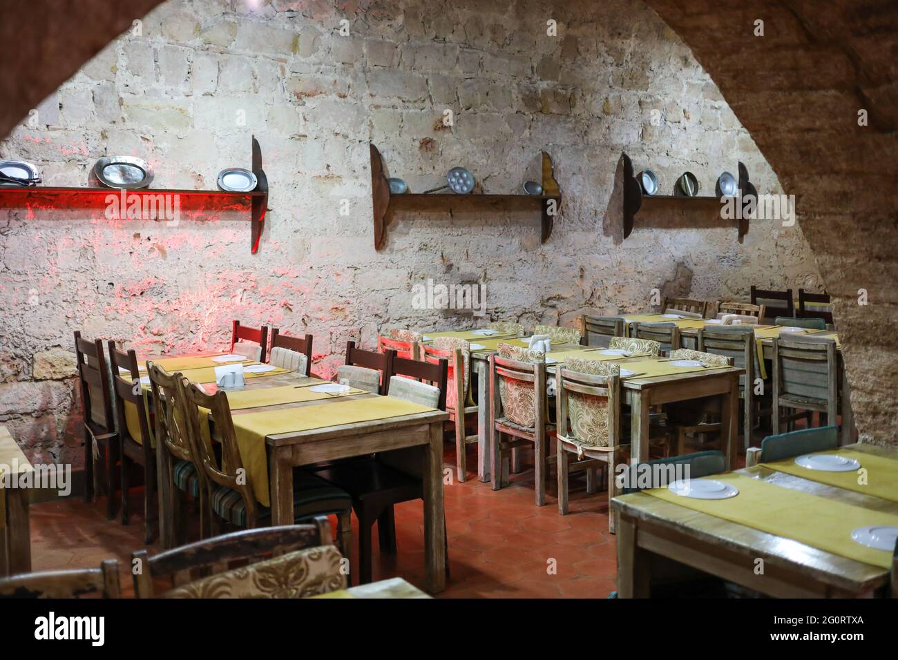 Ancient roman historical restaurant in Antalya Turkey, No people, copy ...