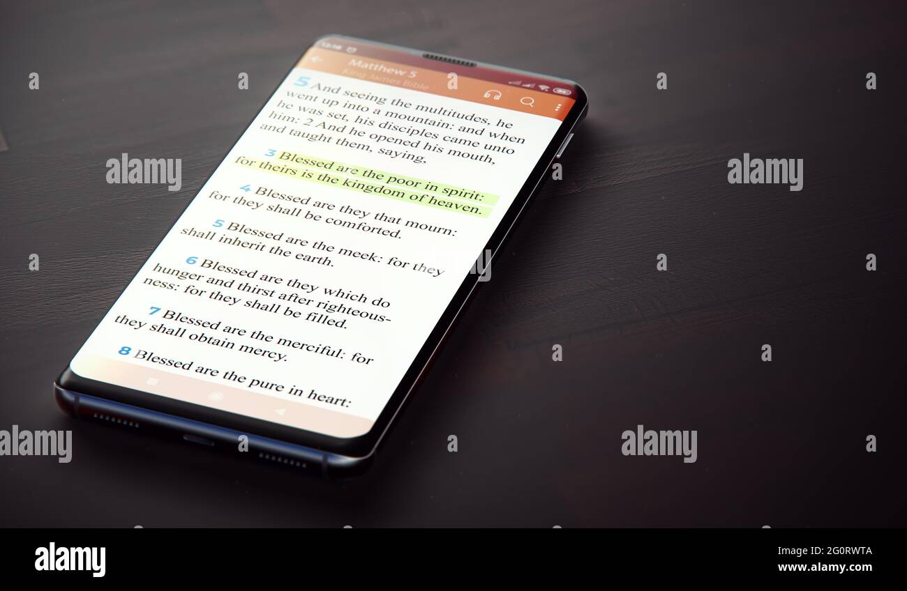 Bible On Smartphone. Matthew 5:3 Highlighted in NKJV Bible on Modern ...