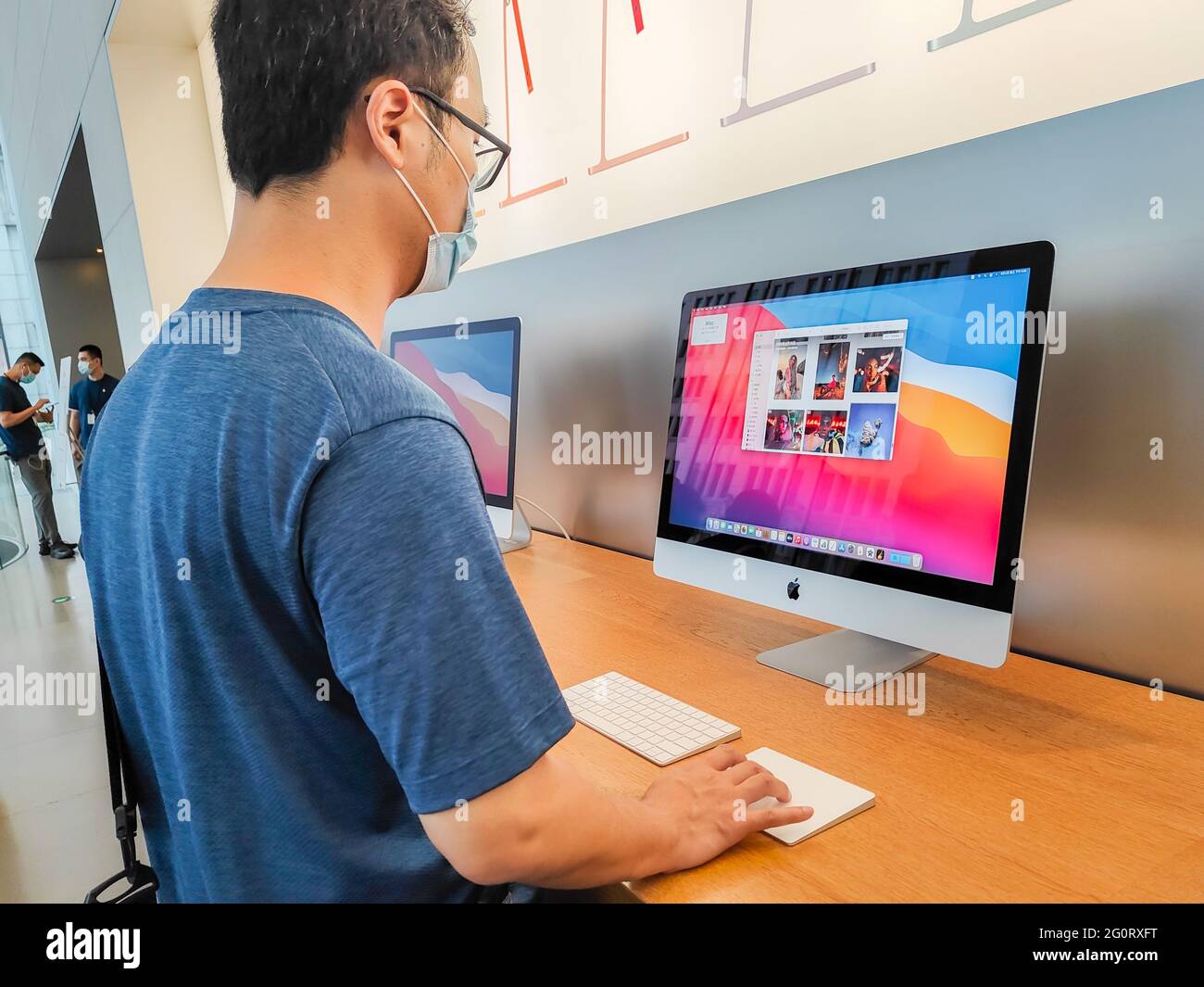 SHANGHAI, CHINA - JUNE 3, 2021 - A new Apple iMac attracts the ...