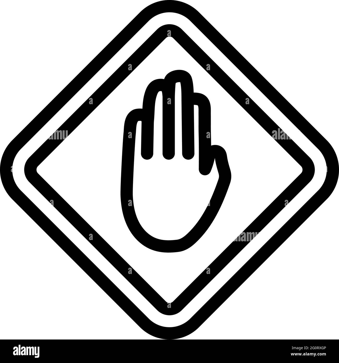 Icon Of Warning Hand. Editable Bold Outline Design. Vector Illustration ...
