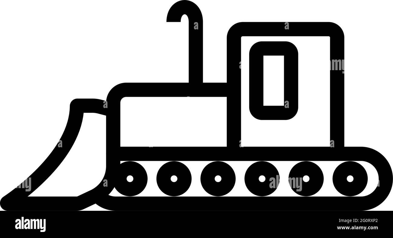 Icon Of Construction Bulldozer. Editable Bold Outline Design. Vector ...
