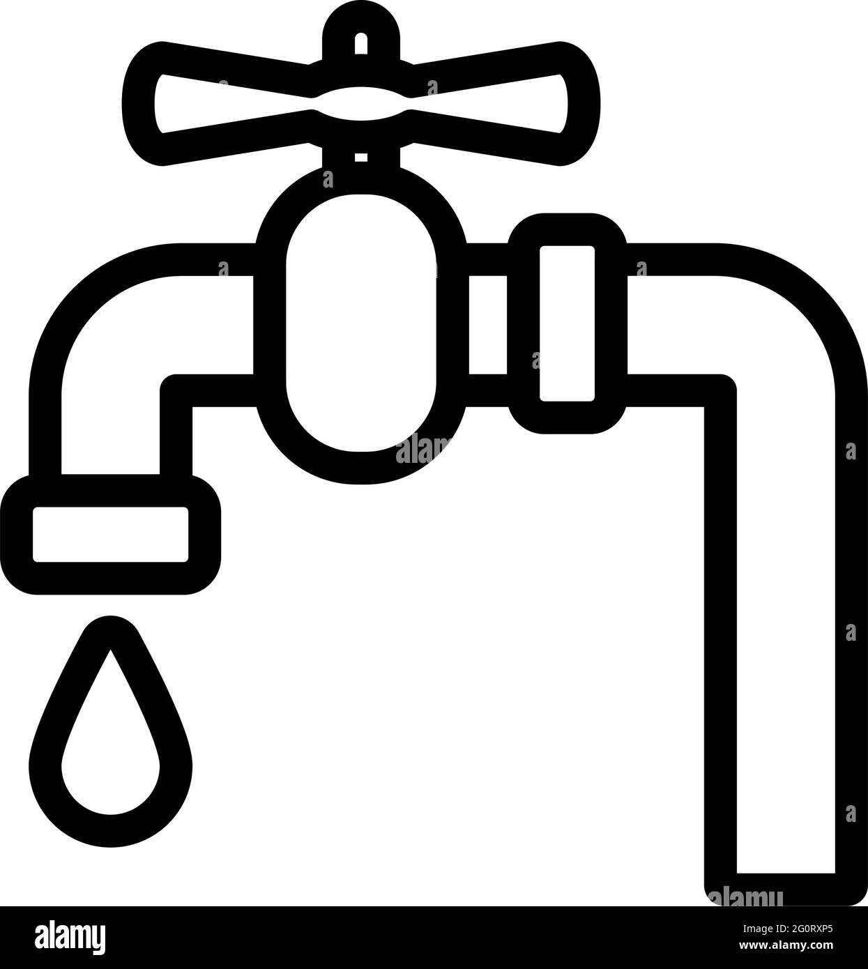 Flat Design Pipe With Valve Icon. Editable Bold Outline Design. Vector ...