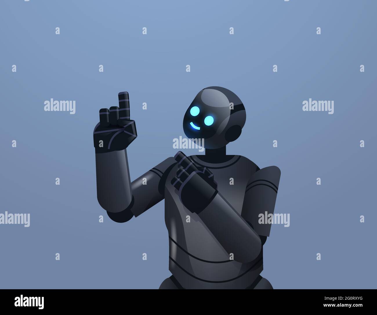black robot cyborg pointing at something modern robotic character ...