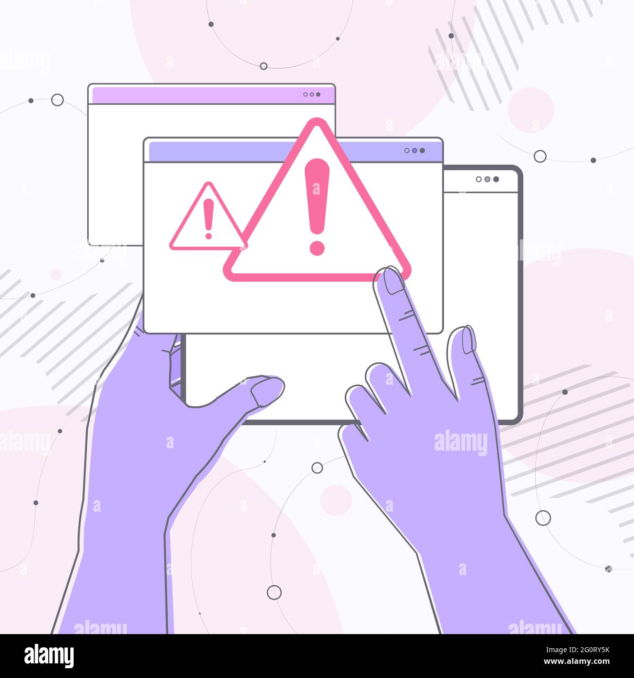 hands reacting to danger exclamation marks problem cyber attack hacking ...
