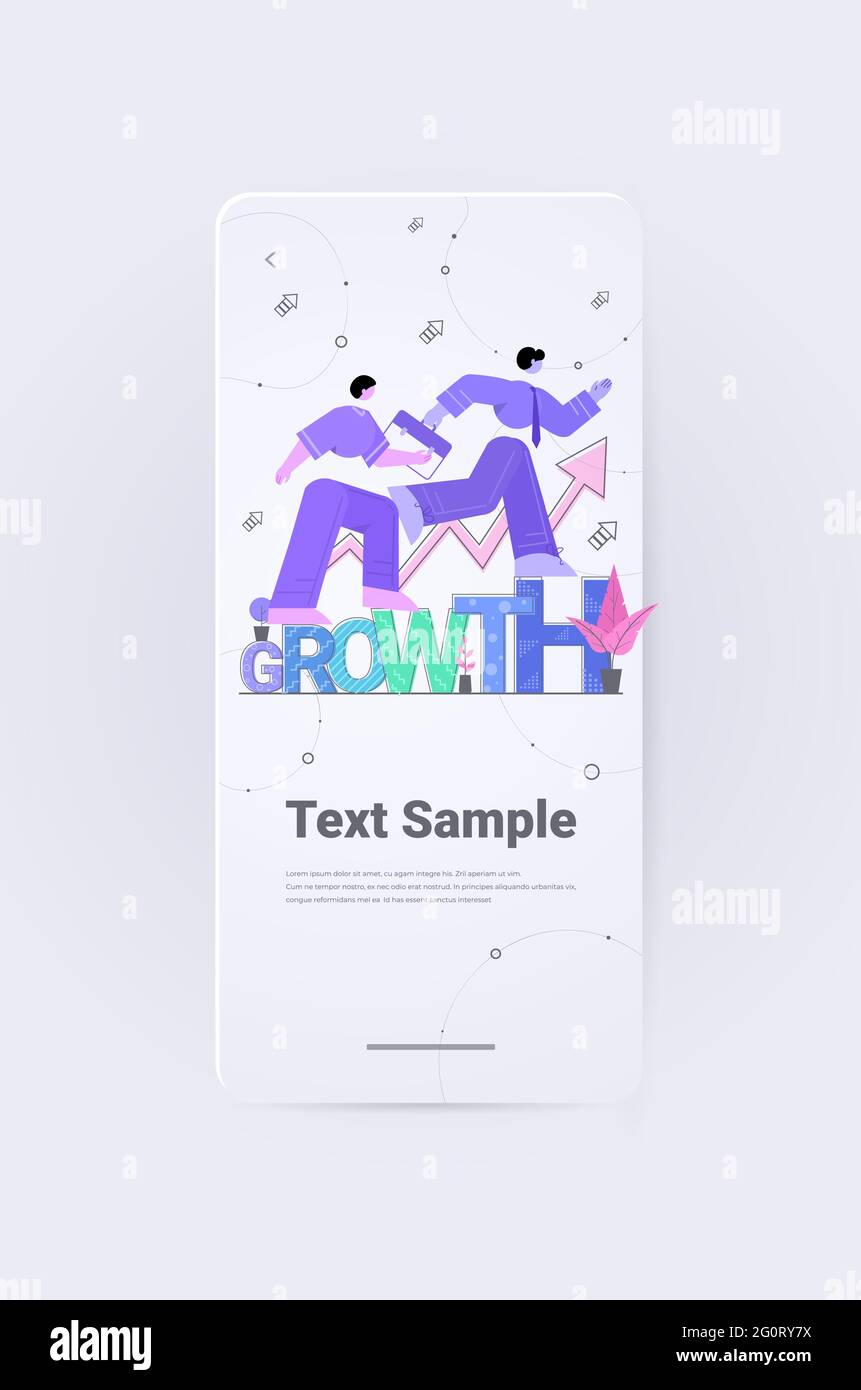 businesspeople running arrow graph up financial growth business success ...