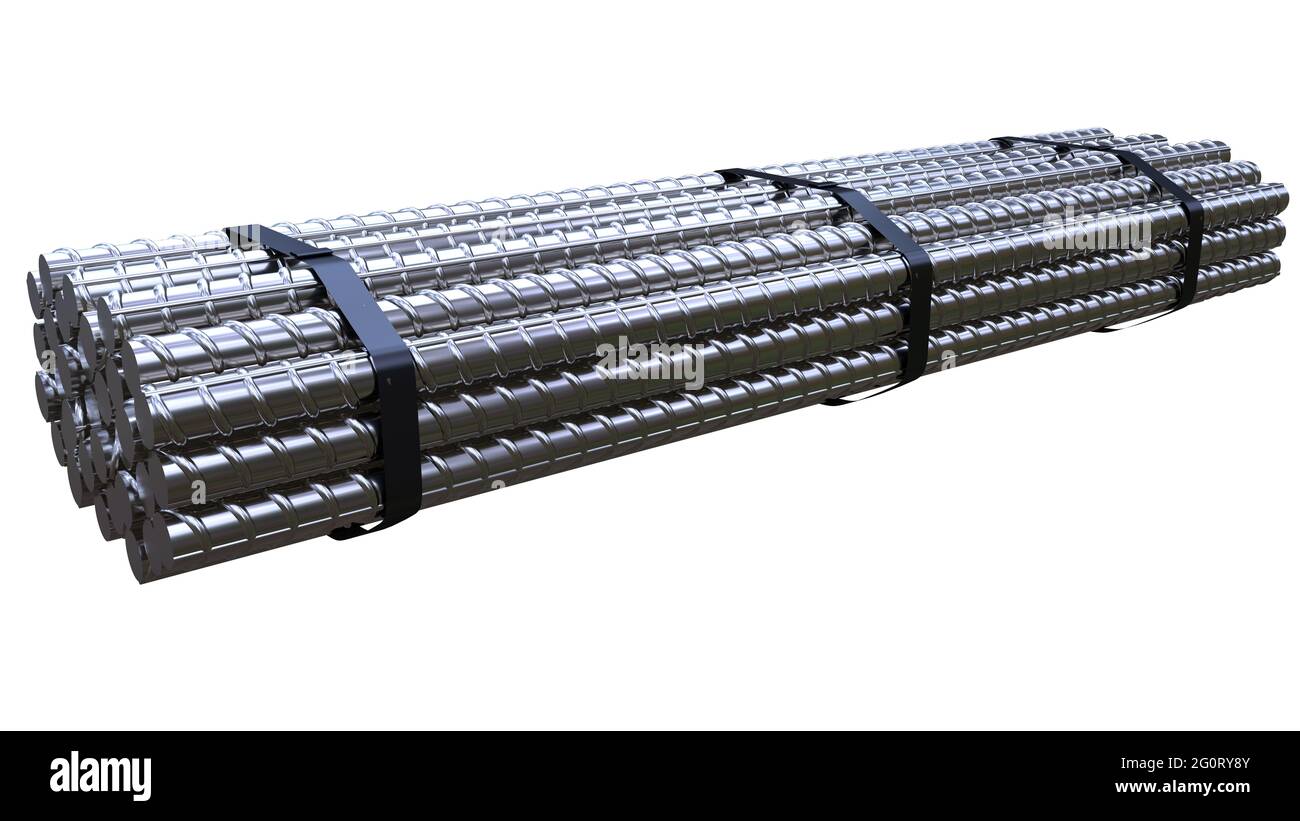 big iron rod pack - isolated concept industrial 3D rendering Stock ...