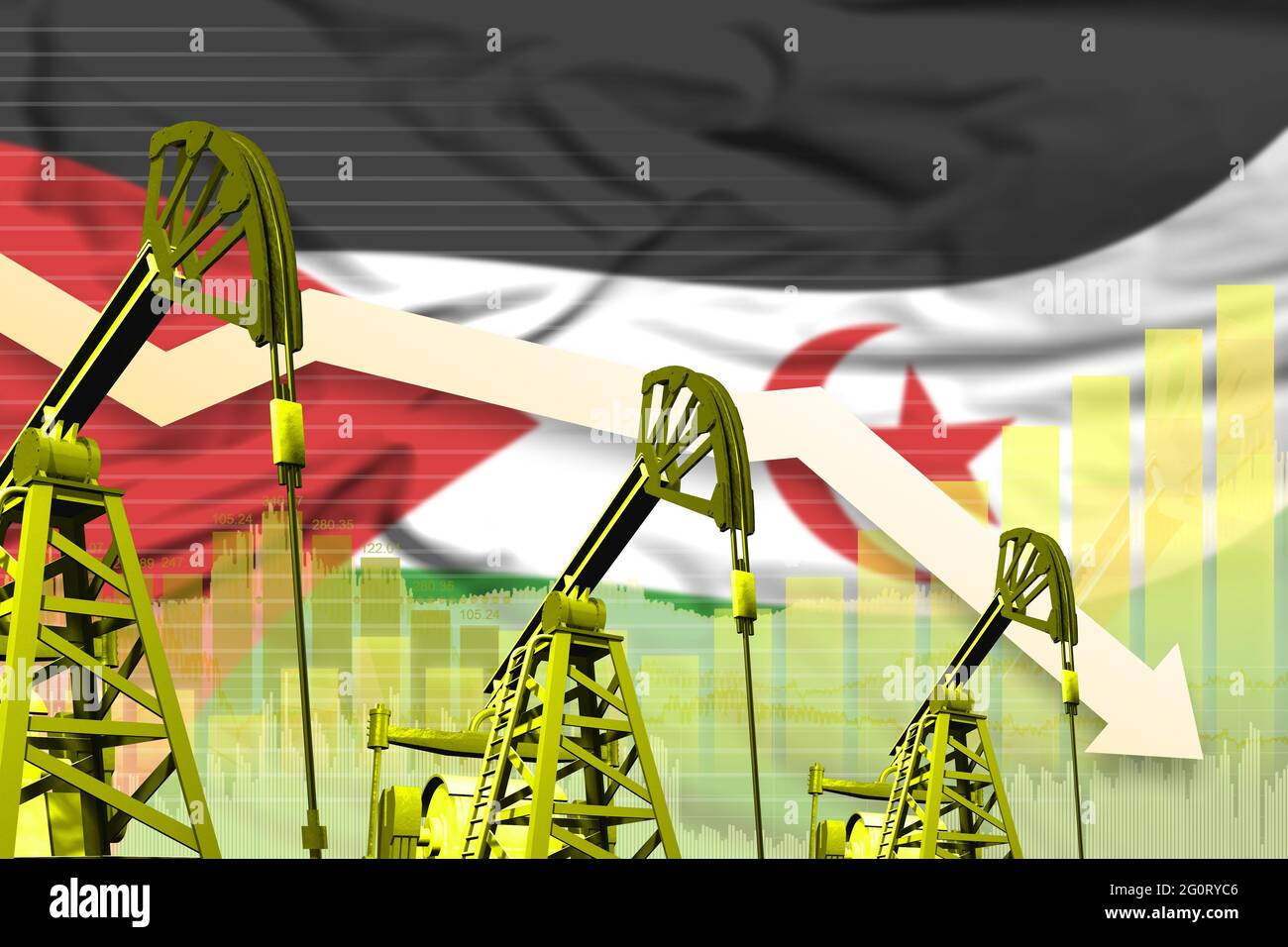Western Sahara oil industry concept, industrial illustration - lowering ...
