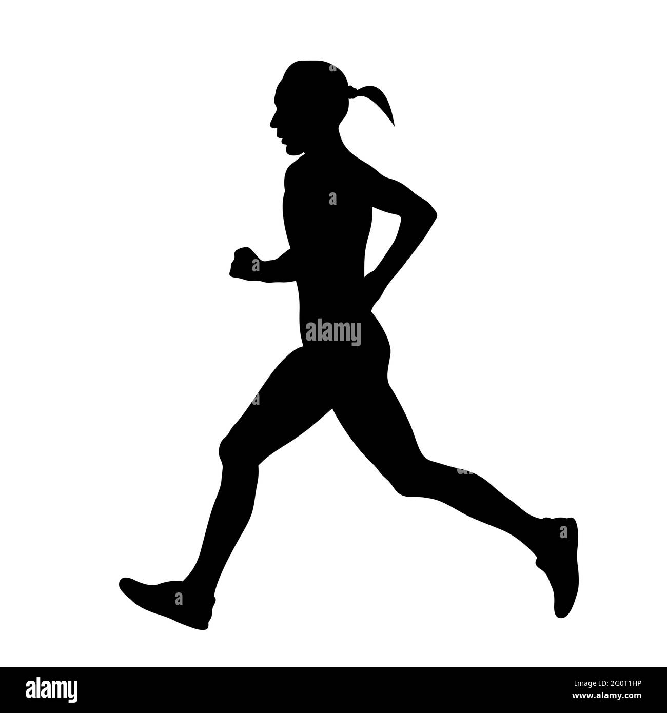 Running woman side view vector silhouette Black and White Stock Photos ...