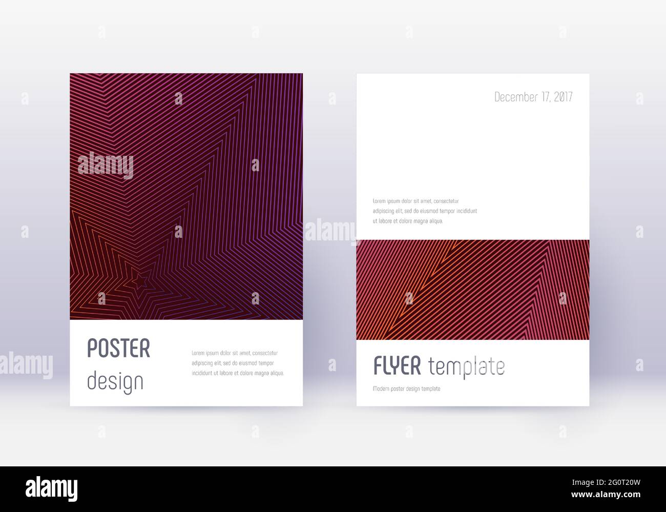 Minimalistic cover design template set. Violet abstract lines on dark ...