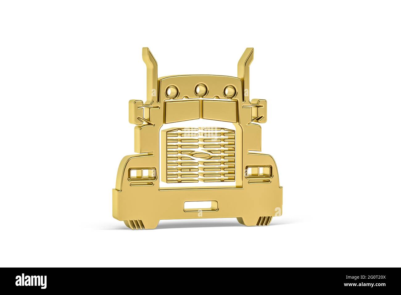 Golden 3d lorry icon isolated on white background - 3d render Stock ...
