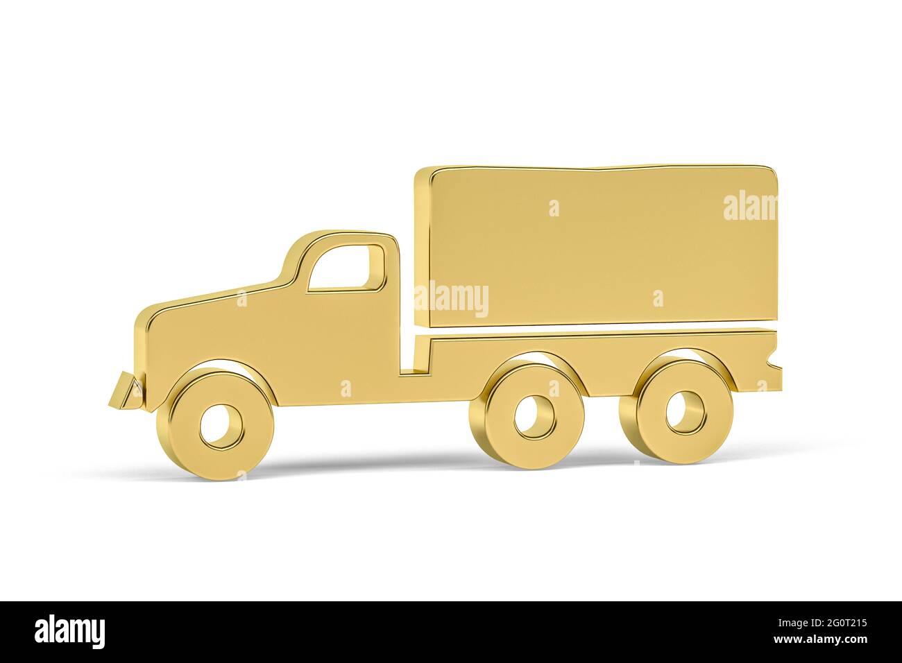 Golden 3d lorry icon isolated on white background - 3d render Stock ...
