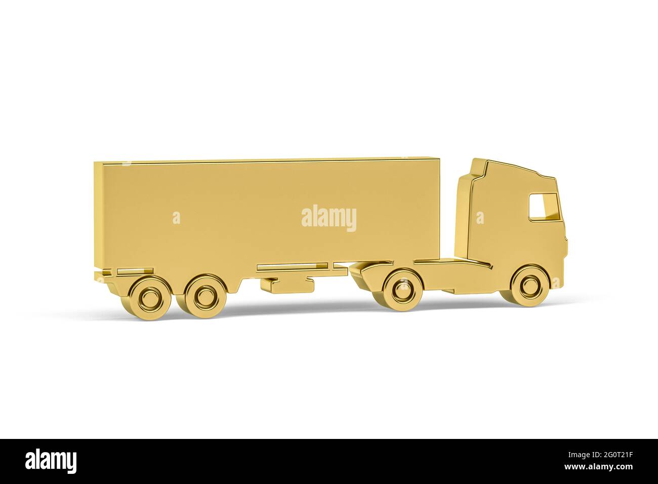 Golden 3d lorry icon isolated on white background - 3d render Stock ...