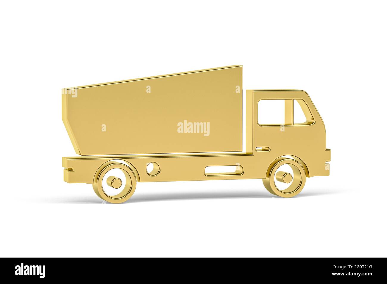 Golden 3d lorry icon isolated on white background - 3d render Stock ...