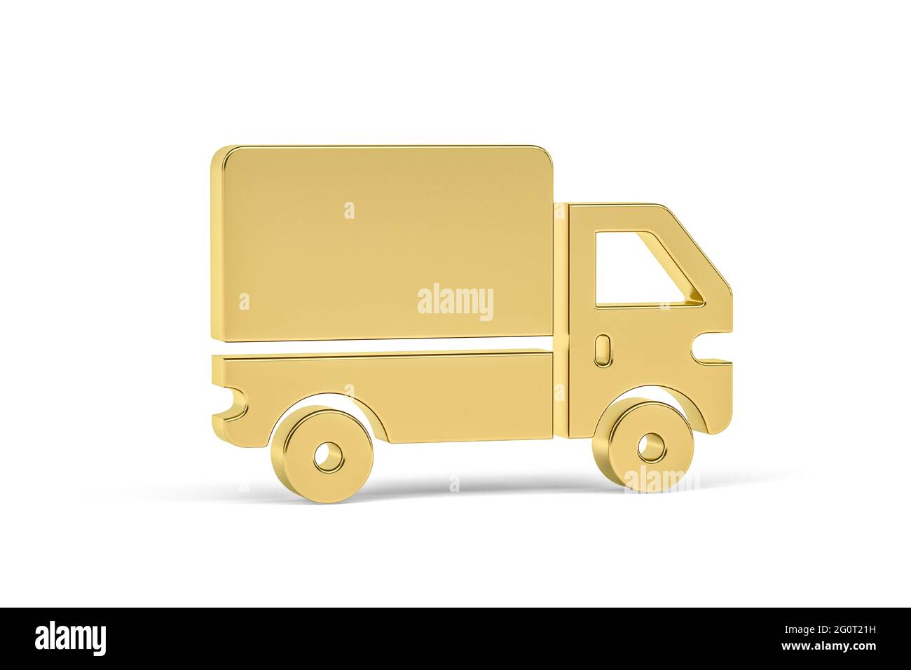 Golden 3d lorry icon isolated on white background - 3d render Stock ...