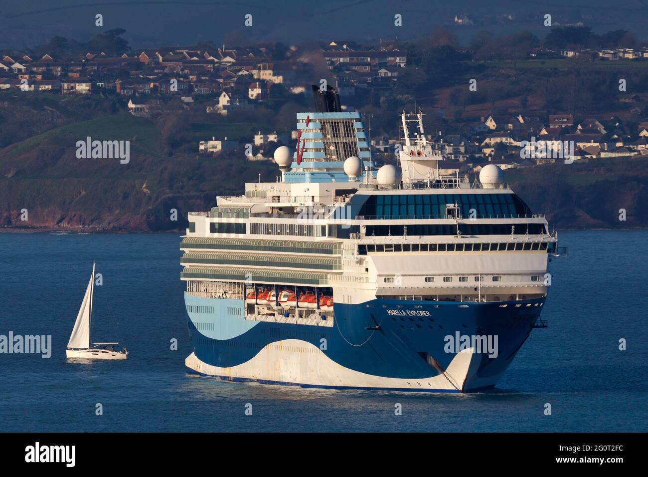 TUI’s Marella Explorer cruise ship sits on calm seas off the coast of ...