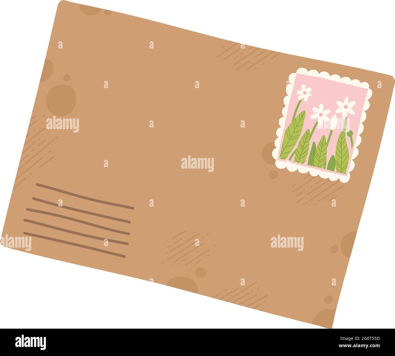 Collection envelope with mail, postmark and postcard vector flat ...