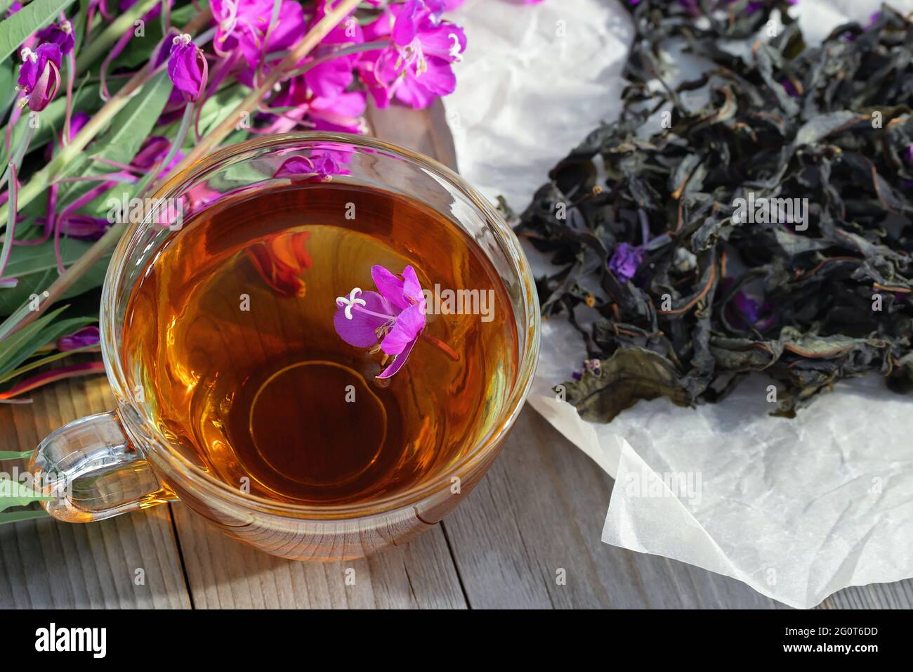 Herbal tea made from fireweed known as blooming sally in cup Stock ...