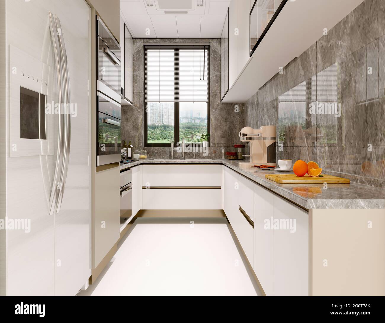 3d render of kitchen and dining room Stock Photo - Alamy