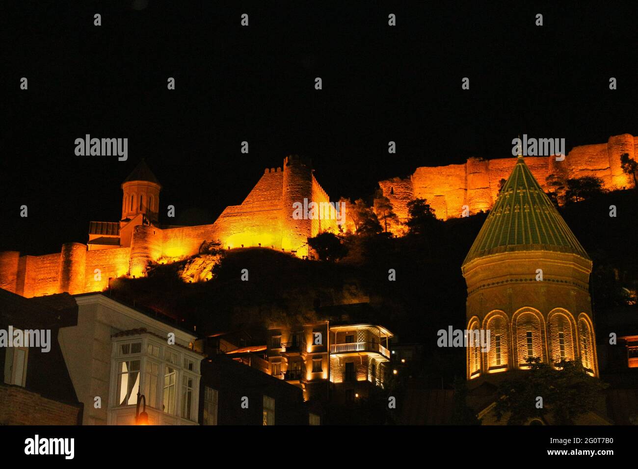 Night view of the Narikala Fortress, Tbilisi, Georgia Stock Photo - Alamy