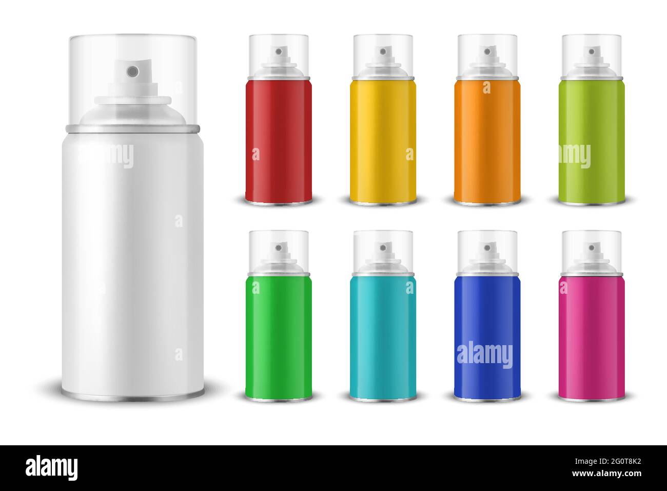 Vector 3d Realistic Aluminum Blank Spray Can, Bottle, Transparent Lid ...