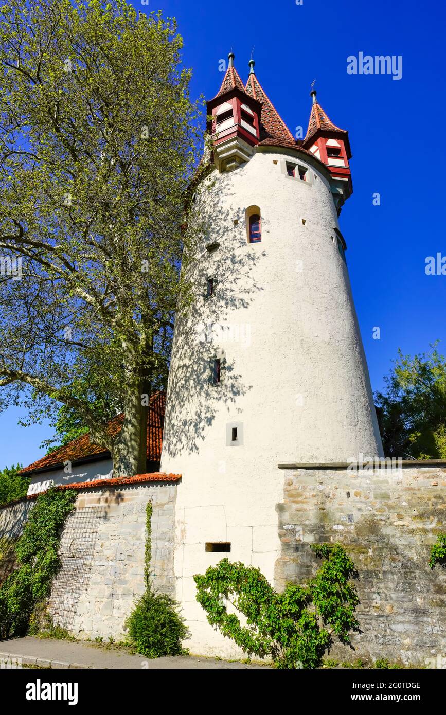 View of impressive Diebs Tower in Lindau, Bavaria, Germany Stock Photo ...