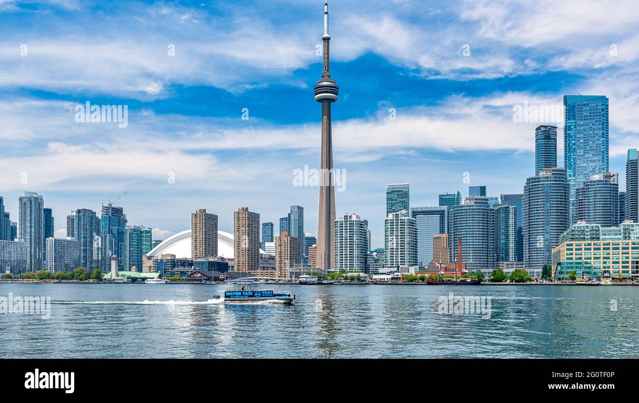 The Toronto city skyline during the daytime and seen from the Lake ...