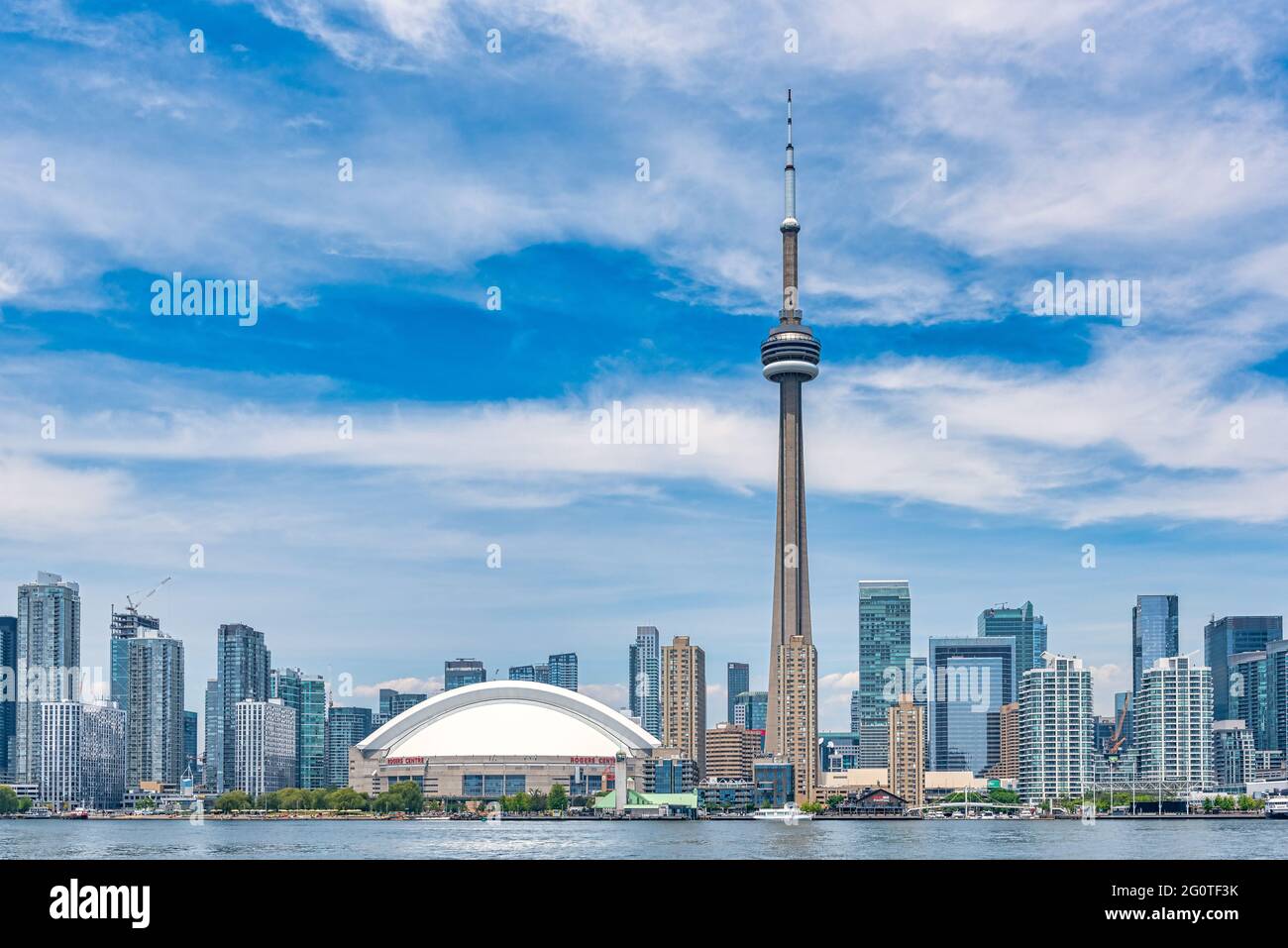 The Toronto city skyline during the daytime and seen from the Lake ...