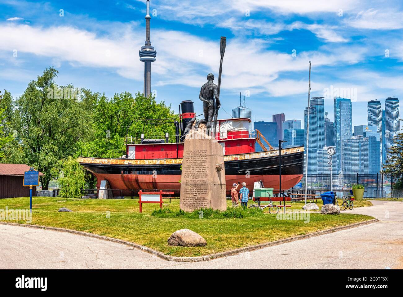 Toronto skyline seen from the Hanlan Point which is an island in Lake ...