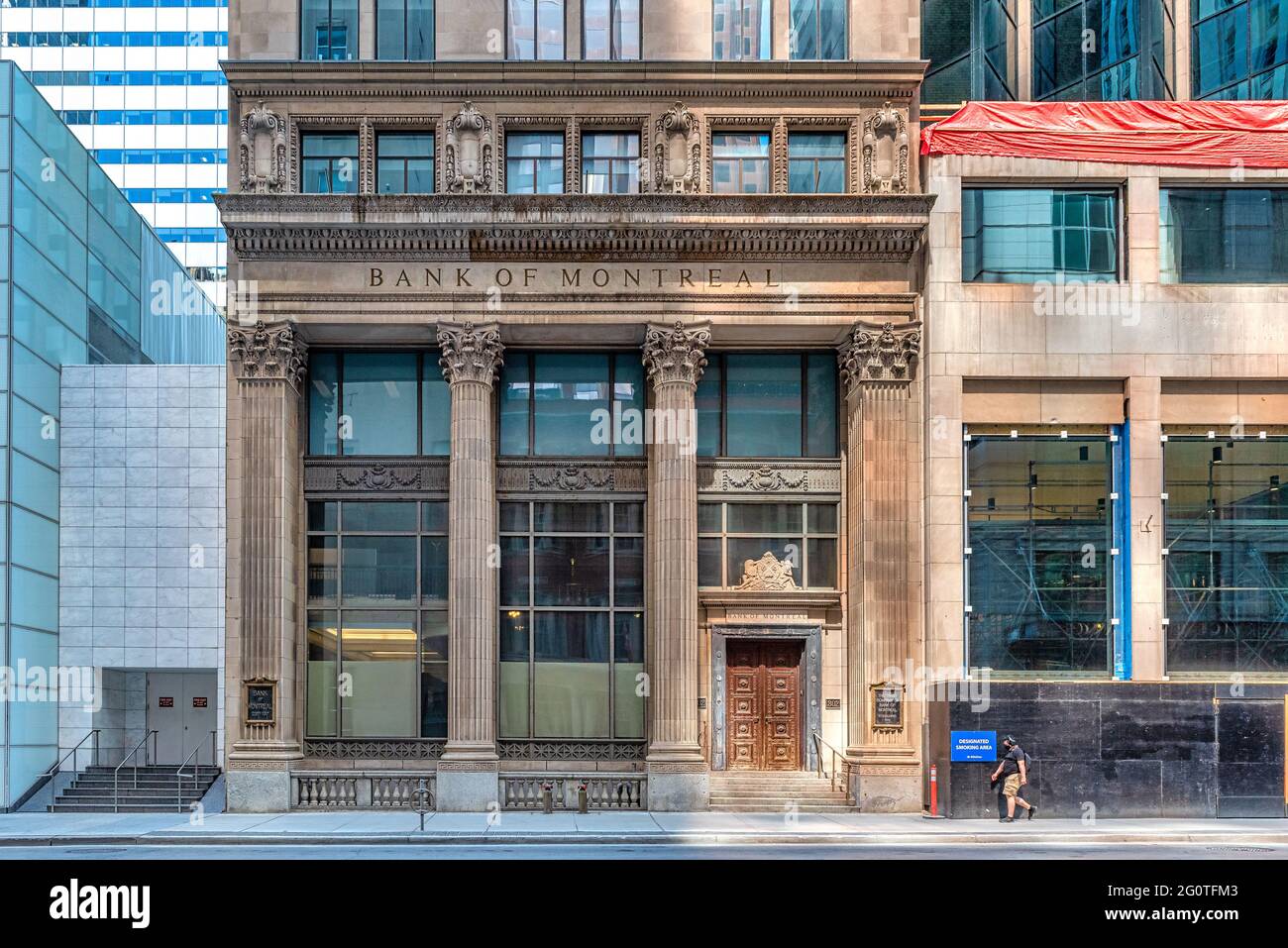 Colonial style architecture of a former Bank of Montreal building with ...