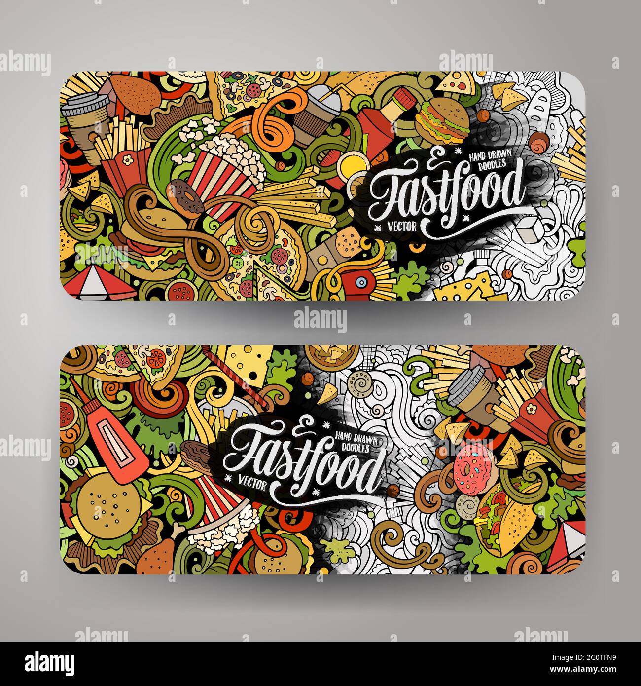 Fast food banners sketch hamburger and hot dog hi-res stock photography ...