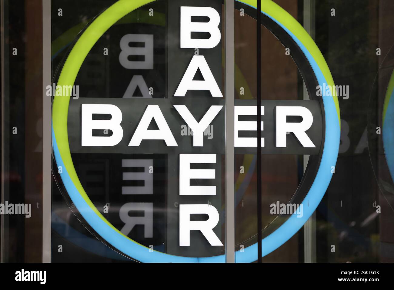 Bayer company logo inside their Japan Headquarter in central Tokyo ...