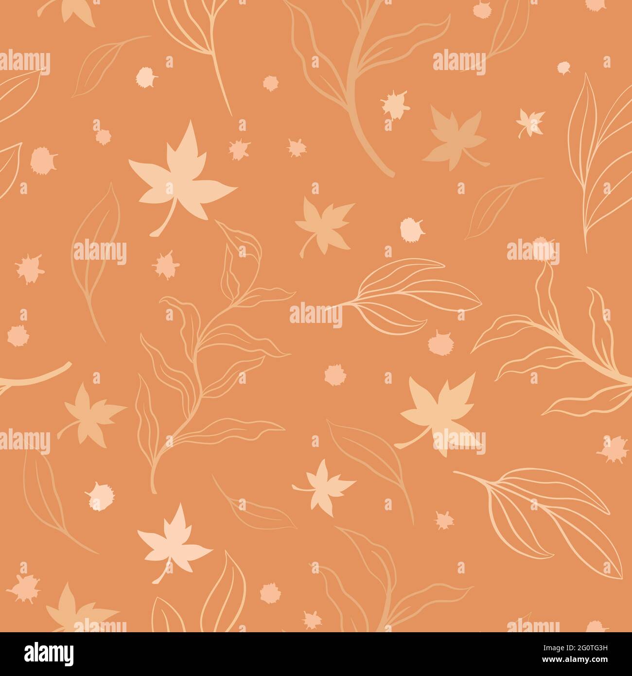 Autumn pattern with leaves, vector. Repeating background with falling ...