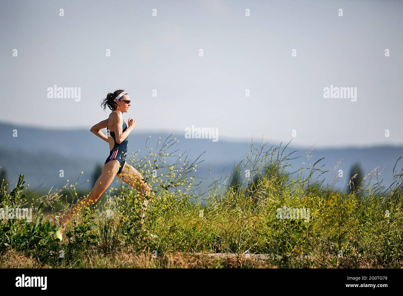 Gwen Jorgensen running in training before the Rio 2016 Olympics Stock ...