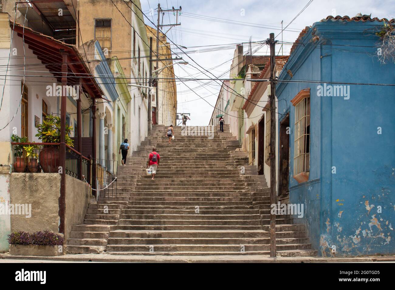 The Padre Pico steps in Santiago de Cuba city, Cuba. The place is a ...