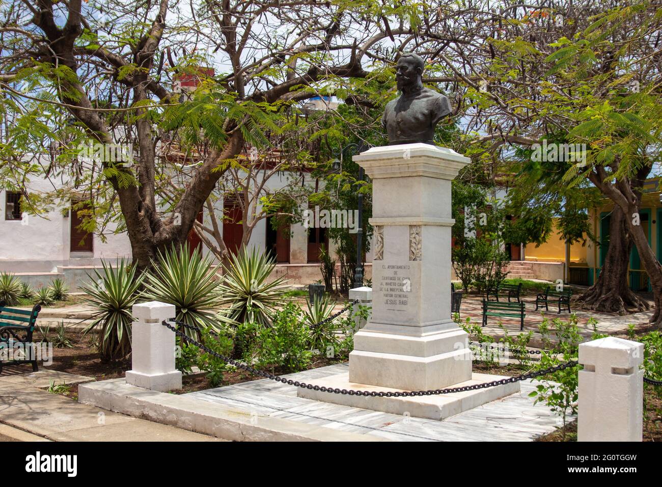 Sculpture or bust to the mambi Jesus Rabi in a small parkette in ...